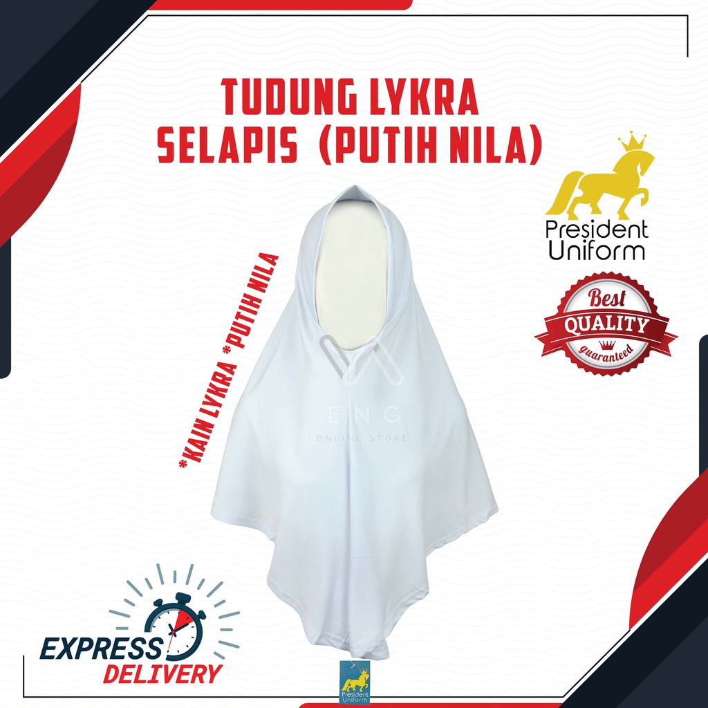 TUDUNG LYKRA ORNING LEMBUT PUTIH ( SELAPIS ) TUDUNG SEKOLAH PUTIH NILA ...