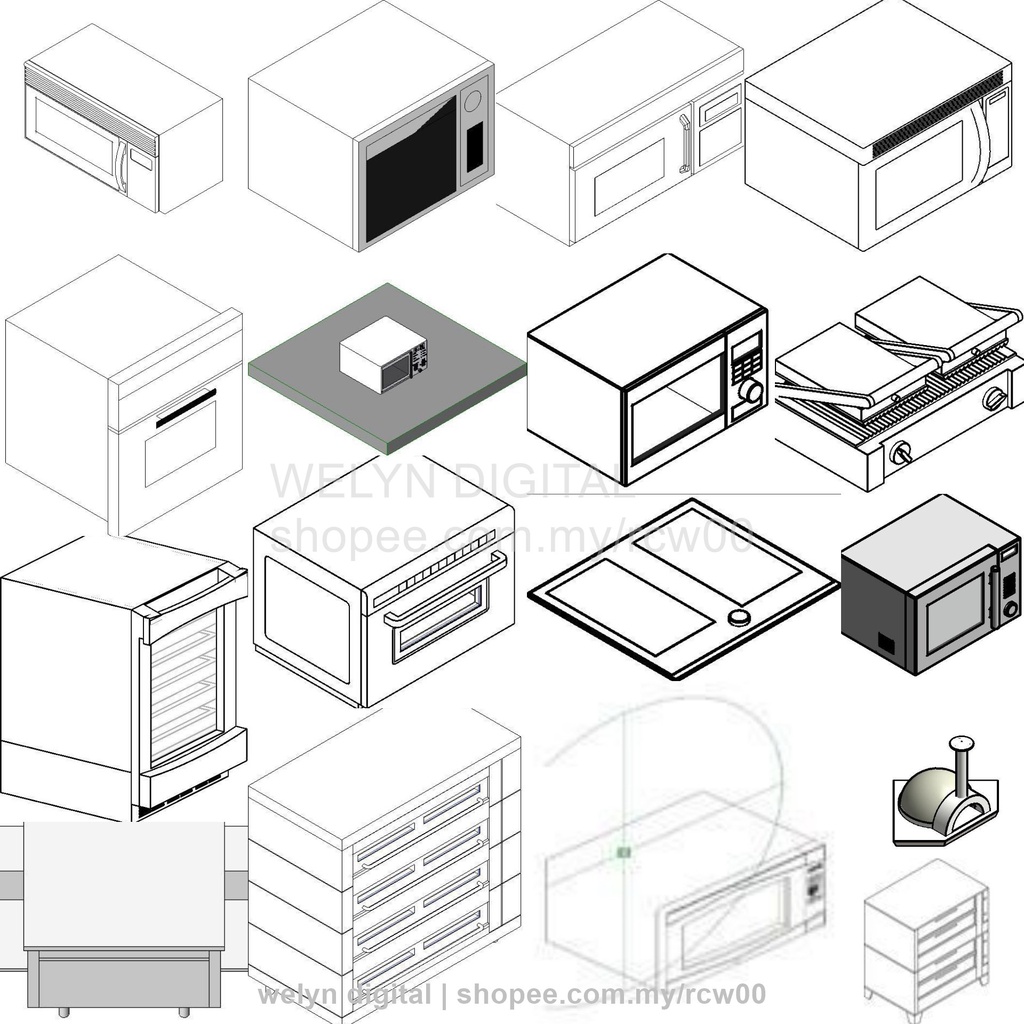 Autodesk | Revit 2025 | 106 Appliance set Revit Family Files MATERIALS ...