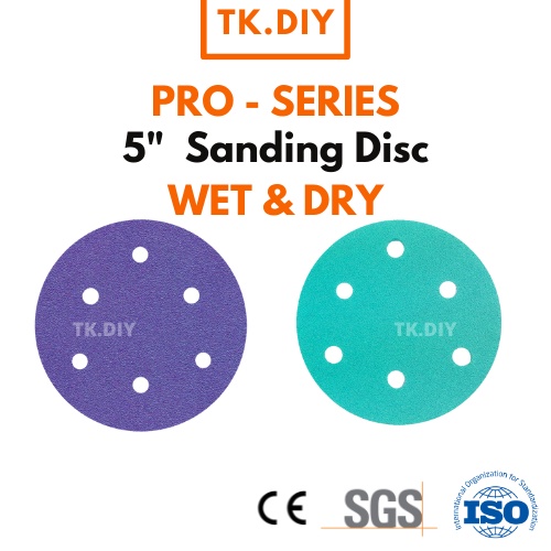 【TK.DIY】5" 125mm 6 Holes Sanding Disc Kertas Pasir Purple, Green (Pro ...
