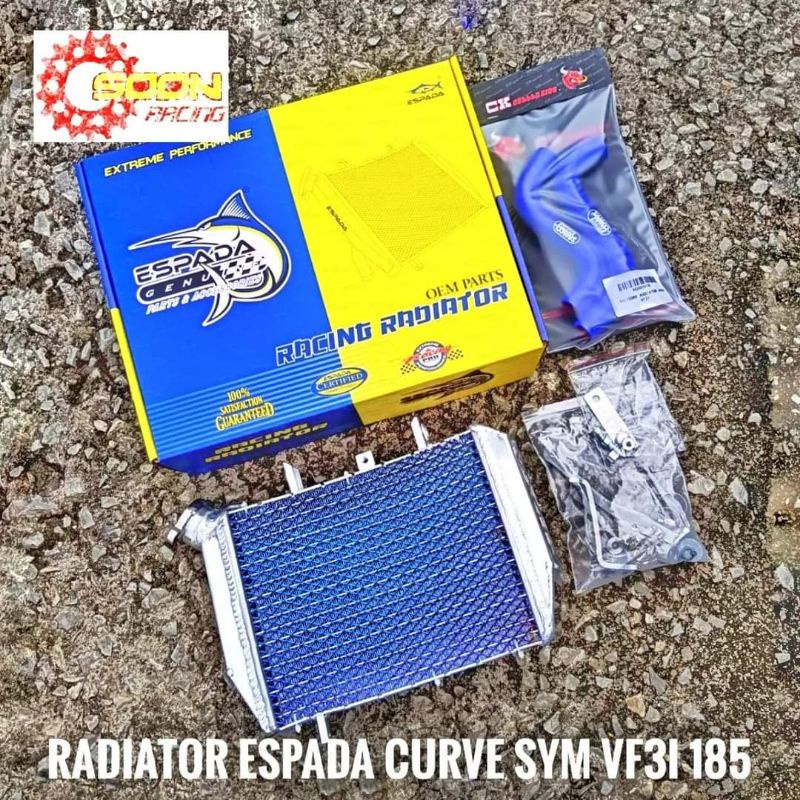 VF3I RADIATOR ESPADA CURVE SYM VF3I 185 COMPLETE WITH COOLANT HOSE ...