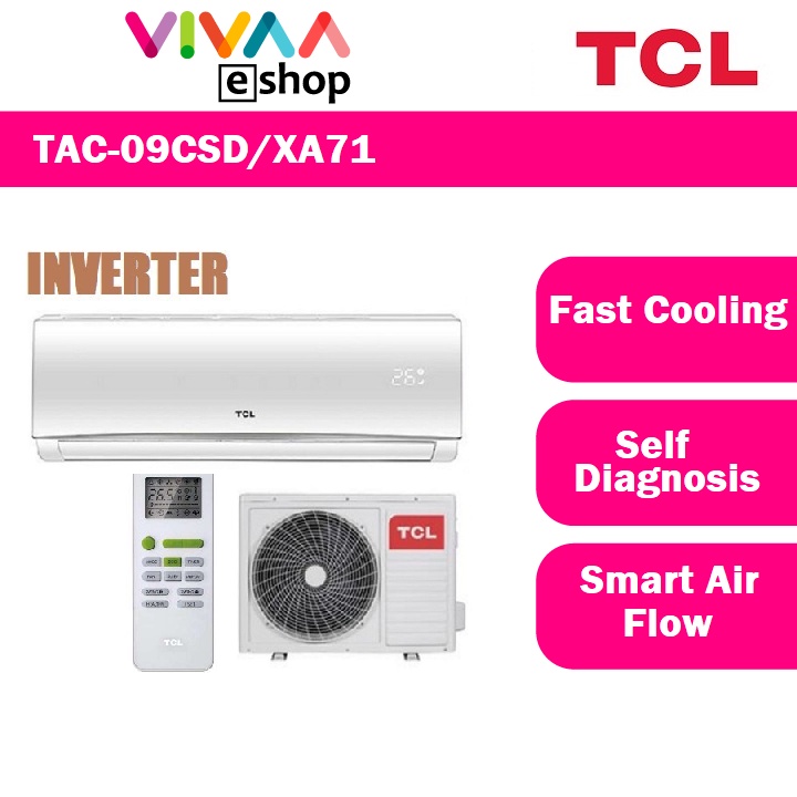 TCL 1HP DC INVERTER R32 Air Conditioner TAC-09CSD 1.0HP with Smart Air ...