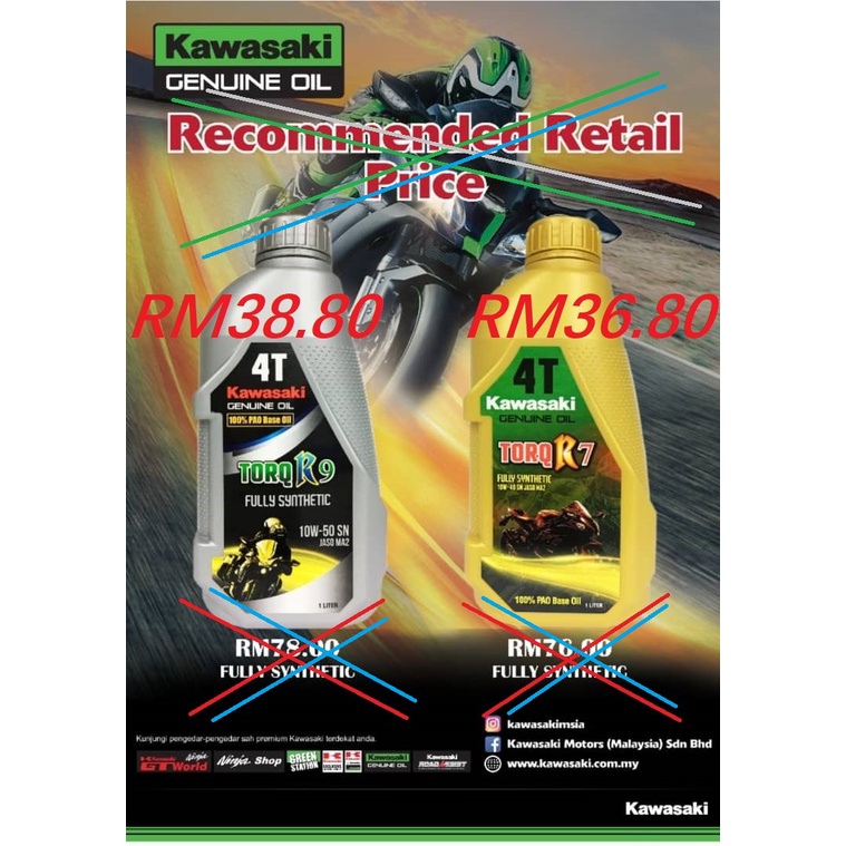 100% ORIGINAL - KAWASAKI TORQ R9 / R7 FULLY SYNTHETIC 4T 10W50 SN ...
