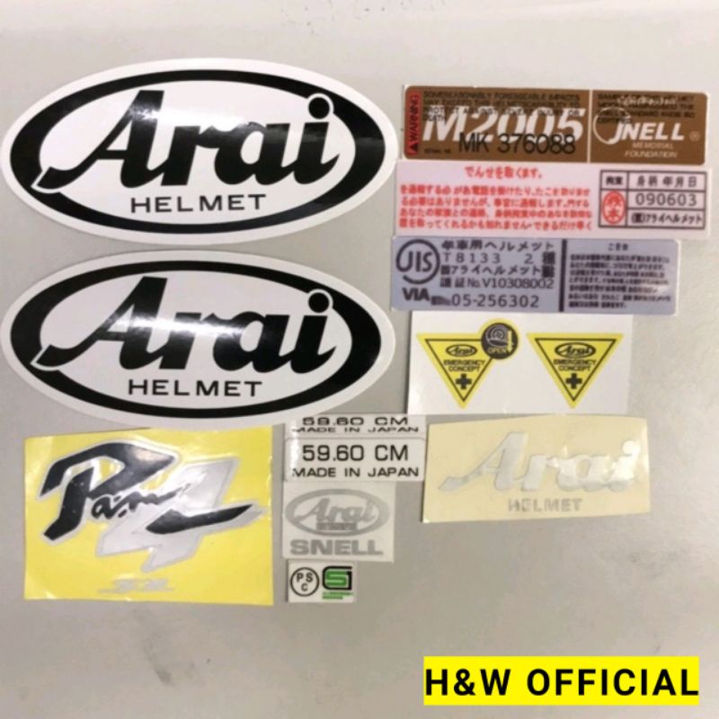 ARAI Helmet Cron Sticker Original Design (One Set 12Pcs) | Shopee Malaysia