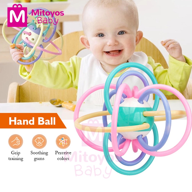 Mitoyos BIG Baby Hand Ball Teether Silicone Manhattan Soft Sensory Play ...