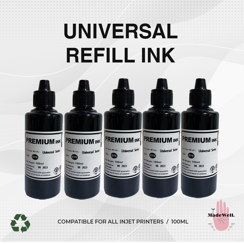 UNIVERSAL Combo Refill Ink (BLACK x 5) For Epson / HP / Canon / Brother ...