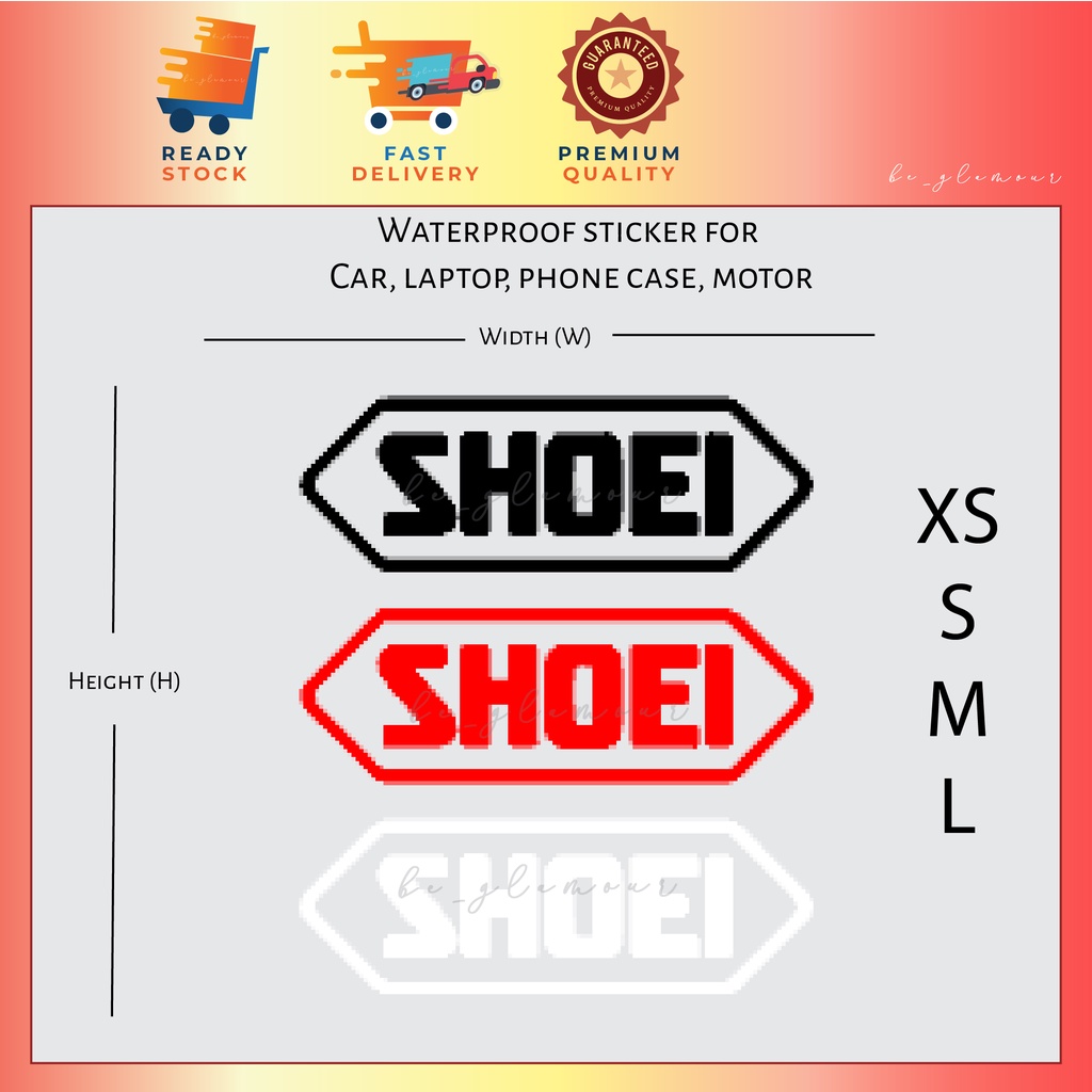 SHOEI Helmet Sticker reflective stiker motor superbike kereta bmx bike ...