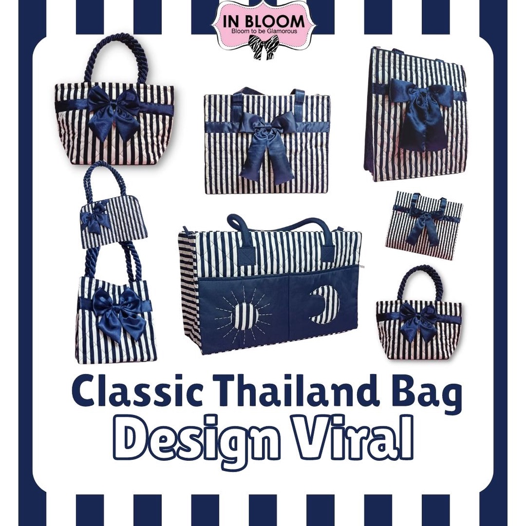 ORIGINAL Thailand Shoulder Bag Sailor Stripe Design Viral Travel Cabin ...