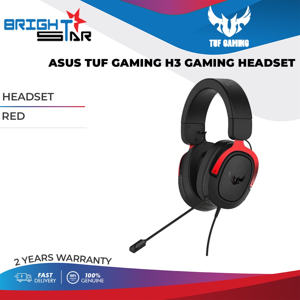 ASUS TUF GAMING H3 GAMING HEADSET (RED / SILVER / GUN METAL) | Shopee ...