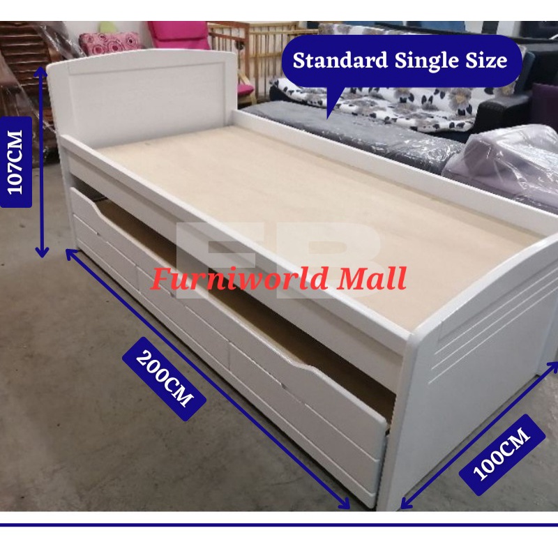 💥Ready Stock💥 Solid Wood Single Bed with Drawers | Shopee Malaysia