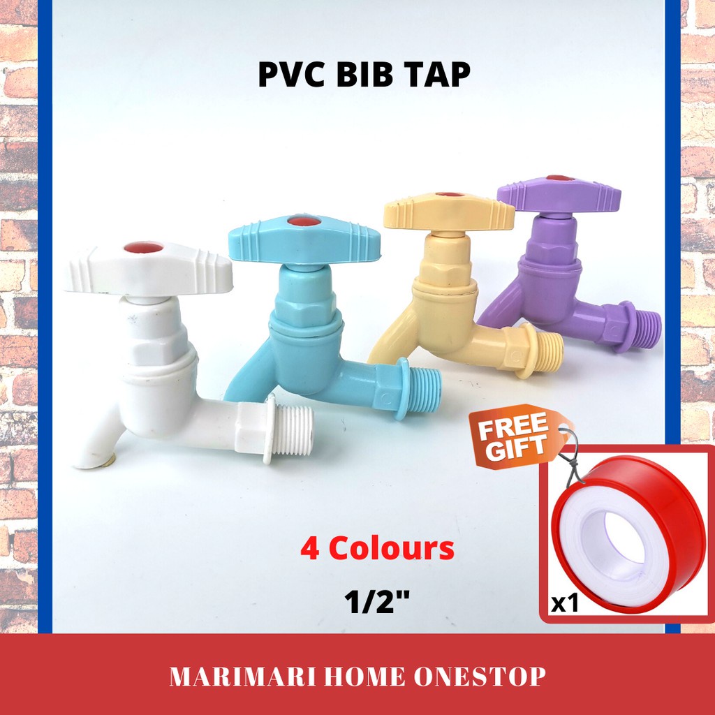 🎁 PVC Bib Tap 1/2" T-Handle With Assorted Colours ( 4 Colours ...