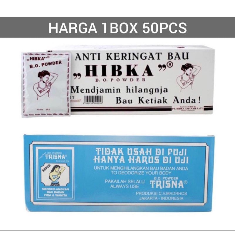 Bedak hibka&trisna bedak ketiak harga 1box 50pcs | Shopee Malaysia
