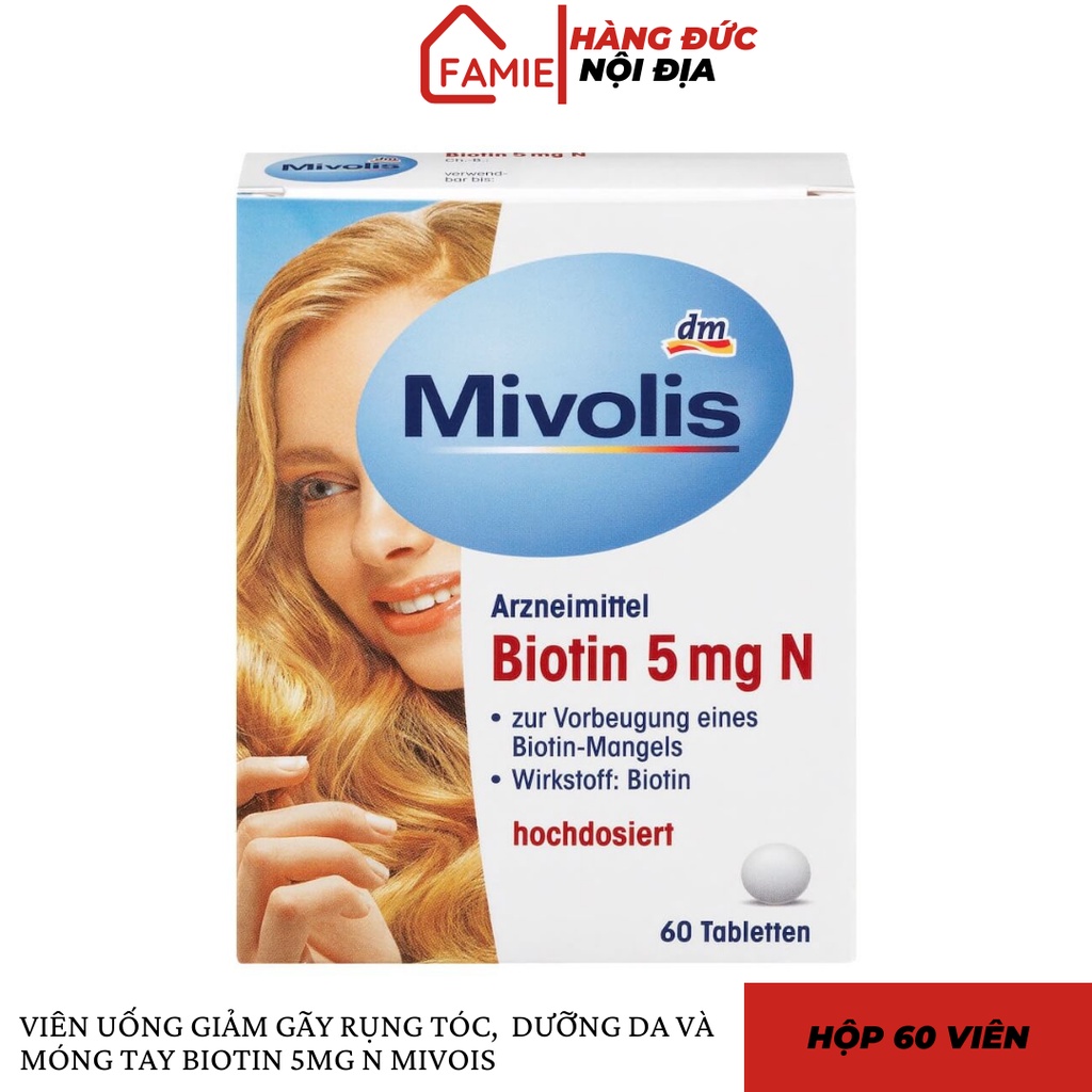 Mivolis Biotin 5mg hair health and anti-hair loss pills, box of 60 ...