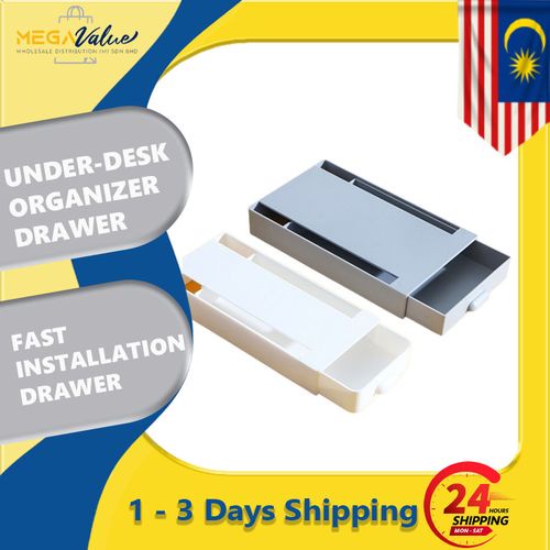 READY STOCK | Under-desk Drawer Desktop Storage Box Hidden Storage Case ...