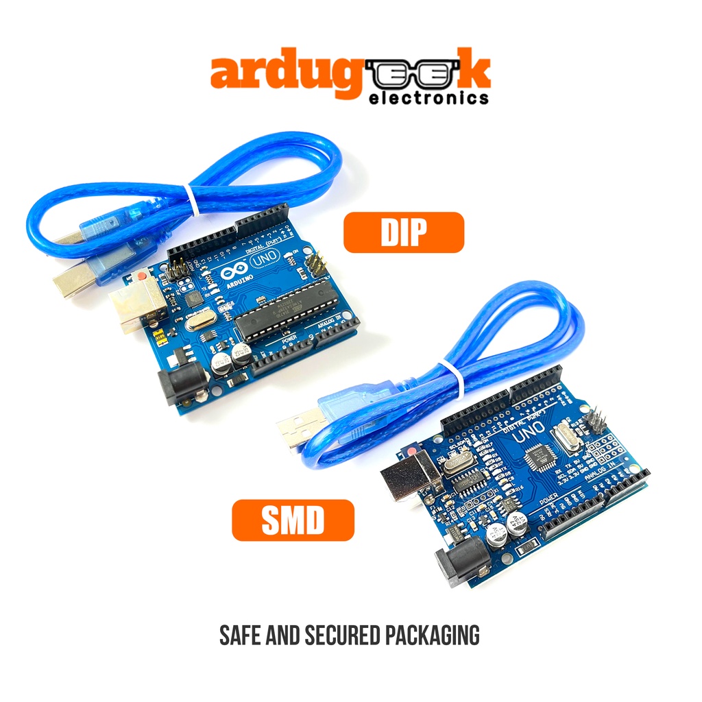 Arduino UNO R3 DIP SMD ATMEGA328P 16U2 CH340 Chip Development Board with USB Cable | Shopee Malaysia