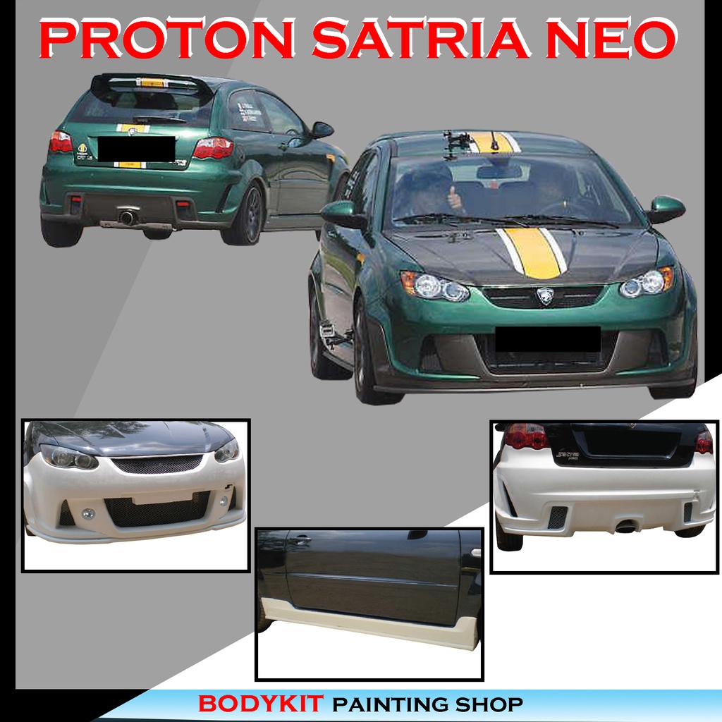 PROTON SATRIA NEO R-3 STYLE FULLSET SKIRTING (FRONT BUMPER,SIDE SKIRT ...