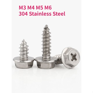 M3 M4 M5 M6 304 Stainless Steel Cross Flange External Hex Self-tapping ...