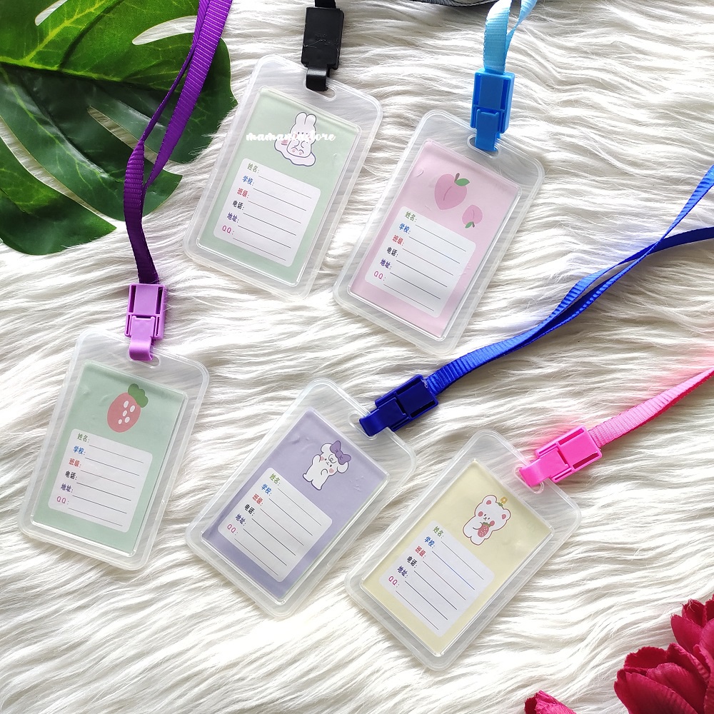 GANTUNGAN Id Card Character Name Tag Aesthetic Transparent Plastic Name ...