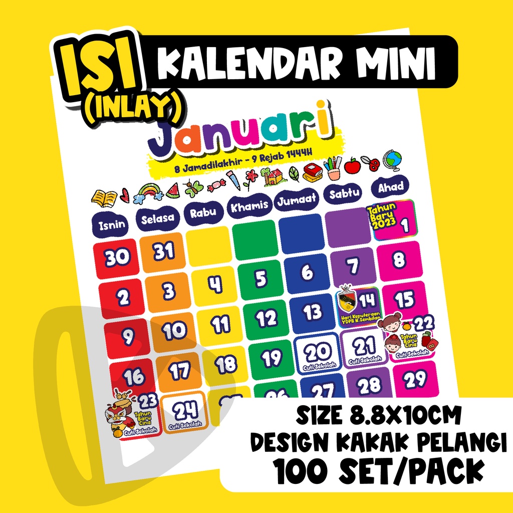 - SORTING SENDIRI- Isi Kalendar mini 8.8cm x 10cm Kakak Pelangi dan ...