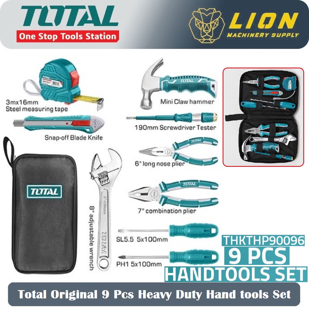 TOTAL Original 9 Pcs Hand tools Set - THKTHP90096 - Heavy Duty ...