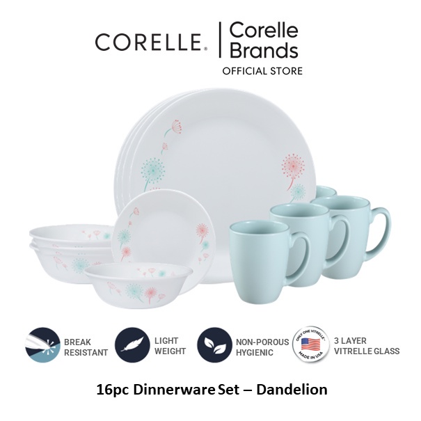 Corelle Brands Corelle Dinnerware Set - Dandelion (16 Pcs) | Shopee Malaysia