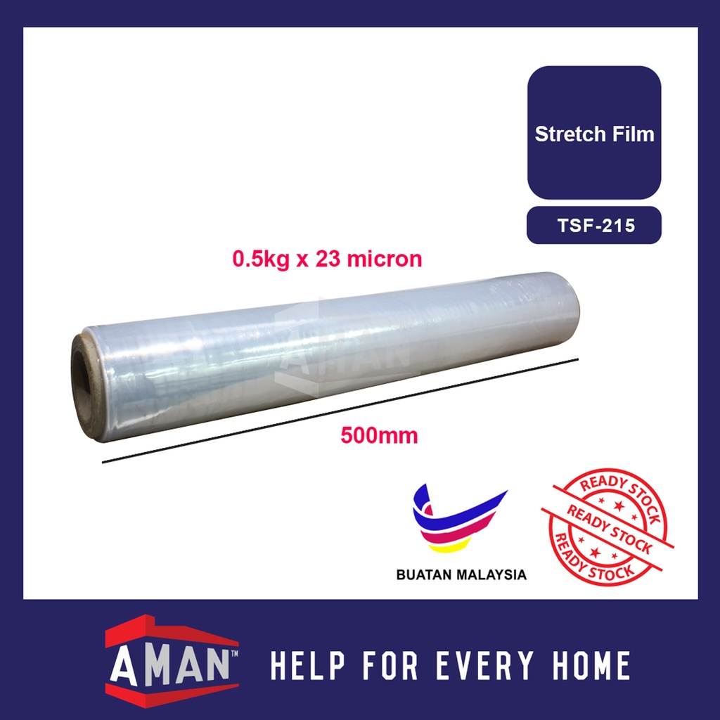 Transparent Clear Packing Stretch Film 23 Micron x 500mm x 0.5KG x Core ...