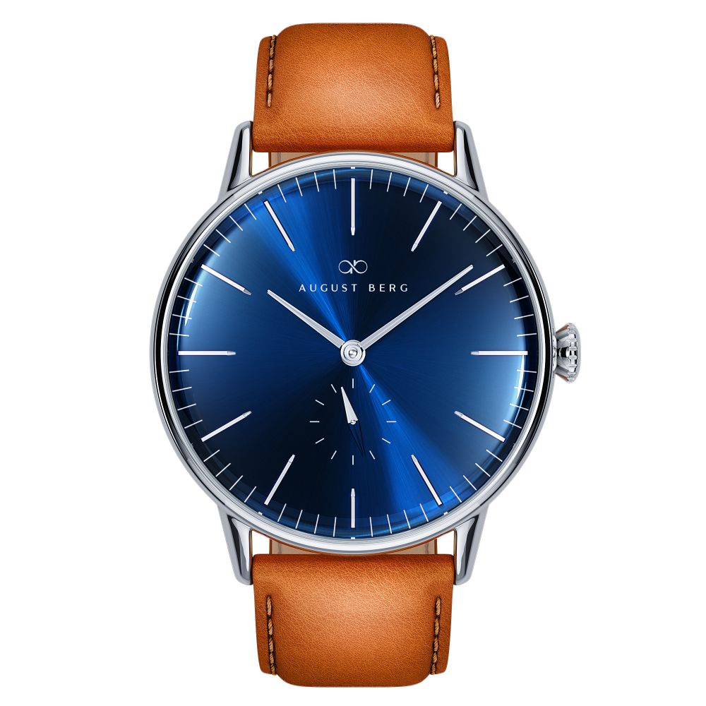 August Berg Serenity Deep Blue Silver Classic Eye Leather Strap Watch ...