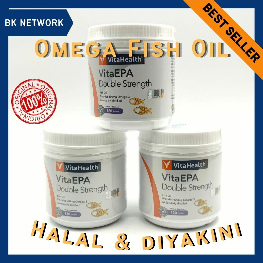 🔥OMEGA VitaEPA Double Strength (HALAL) VitaHealth Fish Oil Omega 3 6 9 ...