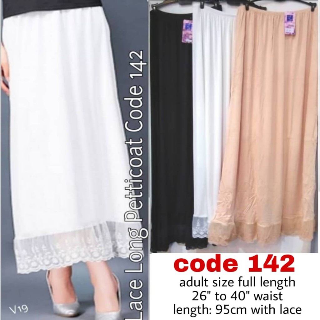 (S-3XL)Kain Dalam Long Petticoat Women Cotton Inner Skirt Labuh High ...