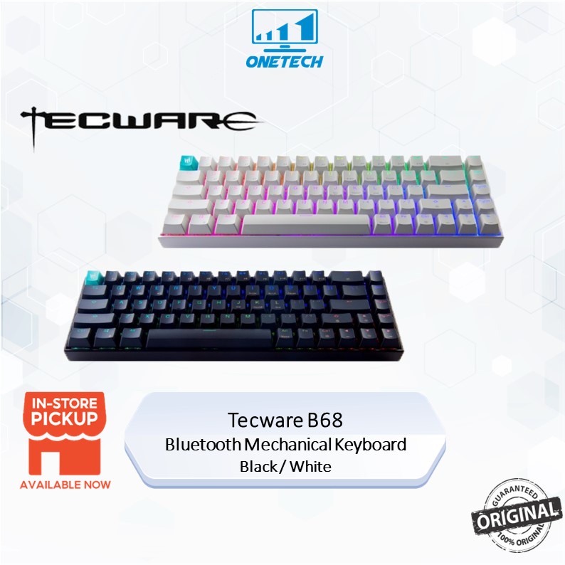 Tecware B68 Bluetooth Mechanical Keyboard - Black / White (Gateron ...