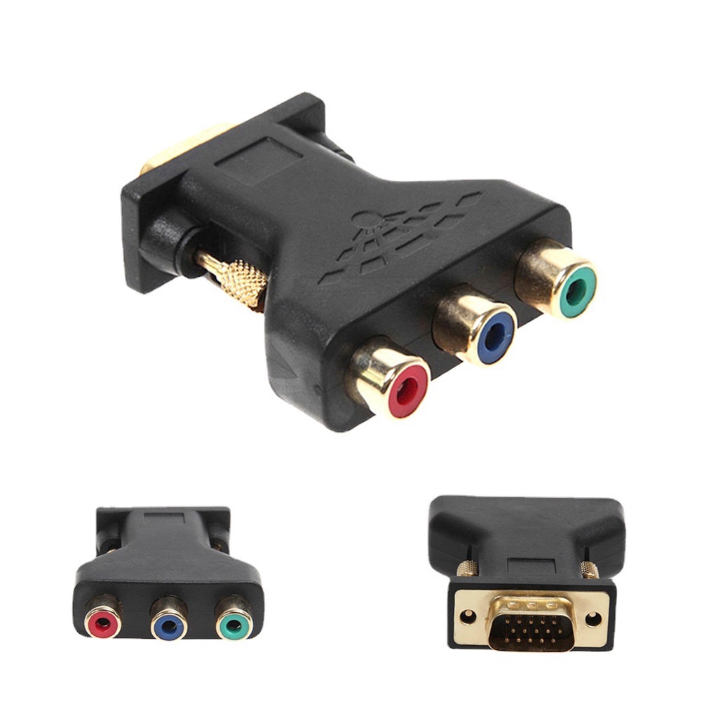 VGA RCA Adapter 3RCA Video Female To HD 15 Pin VGA Converter Style ...