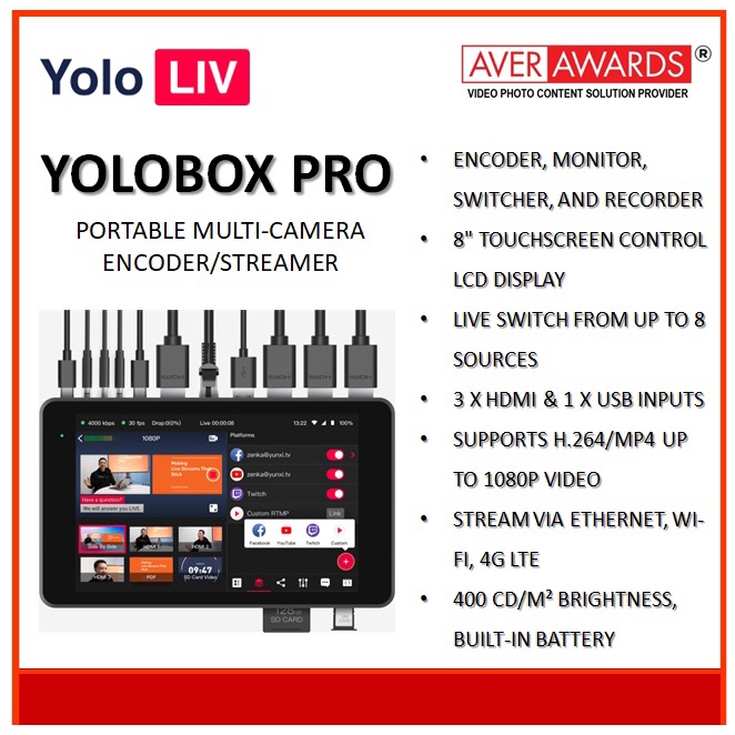 YoloLiv YoloBox Pro Portable Multi-Camera Encoder/Streamer, Switcher ...