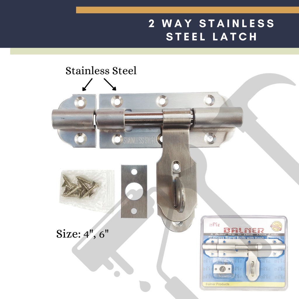 Heavy Duty 2 Way Stainless Steel Latch Bolts Shed Gate Fence Slug ...