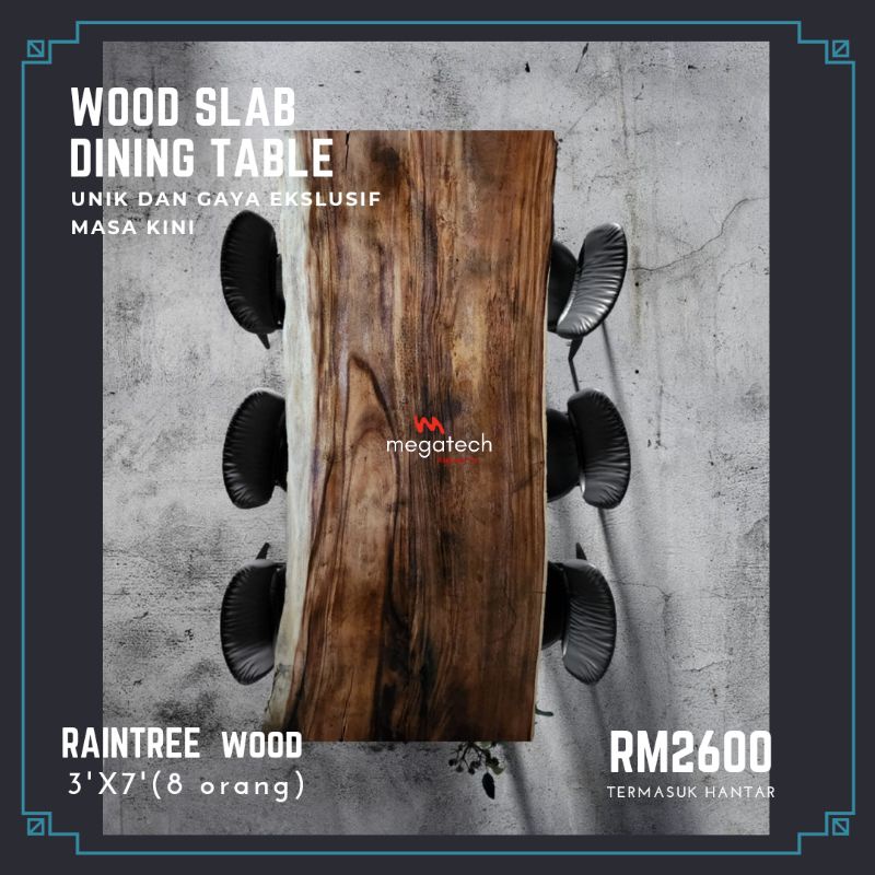 Meja makan kayu balak / dining table wood slab | Shopee Malaysia