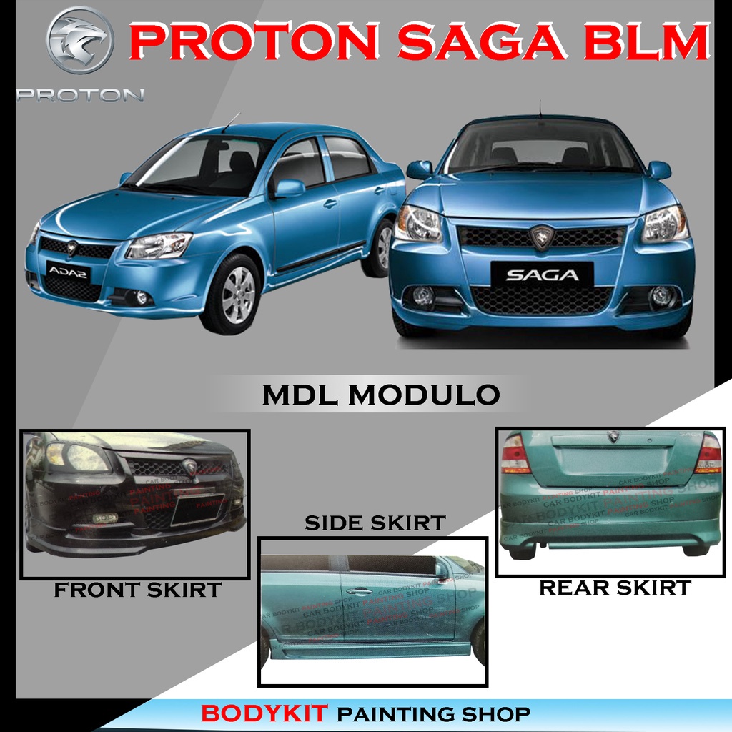 PROTON SAGA BLM MDL STYLE FULLSET SKIRTING(FRONT SKIRT, SIDE SKIRT, REAR SKIRT)-MATERIAL PU ...