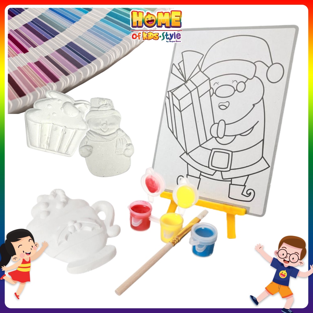 HOKS Christmas DIY Painting Kit Plaster Gypsum Colouring Paint Colour ...