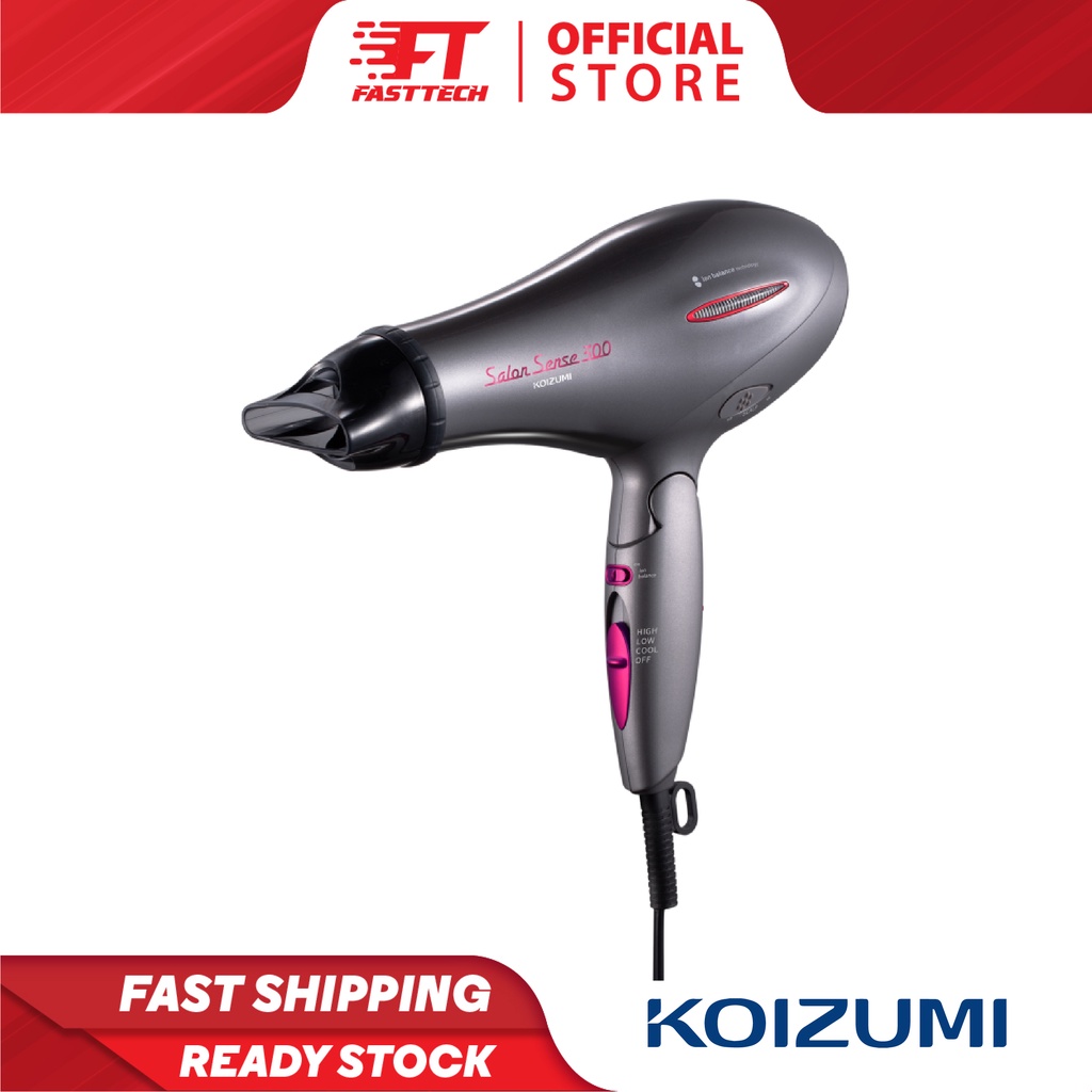 KOIZUMI KHD-9910/SH-GY Ion Balance Hair Dryer with Ion Balance Technology & Adjustable Air ...