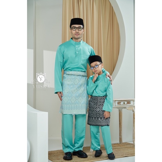 BAJU MELAYU MINT GREEN SLIMFIT DAN BERPESAK BY YUSRA COLLECTION ...