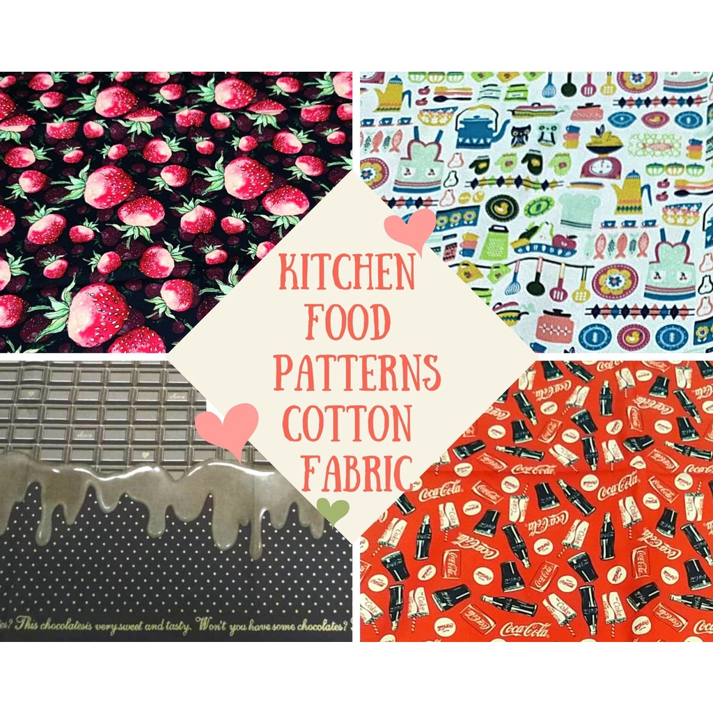 [READYSTOK] Kain Cotton kartun/Designer Cotton Fabric Kitchen Fruit ...