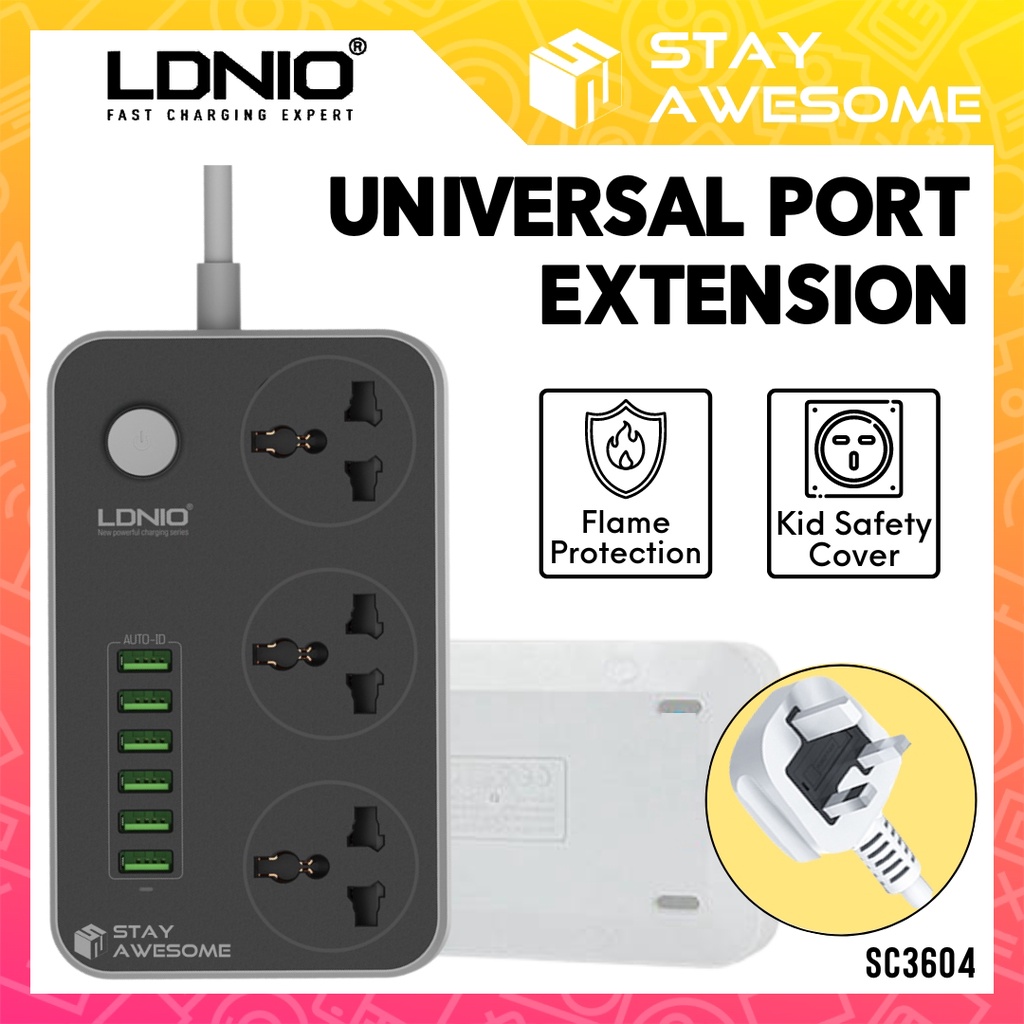 LDNIO Power Socket Extension Plug With USB Port Extension Wire ...