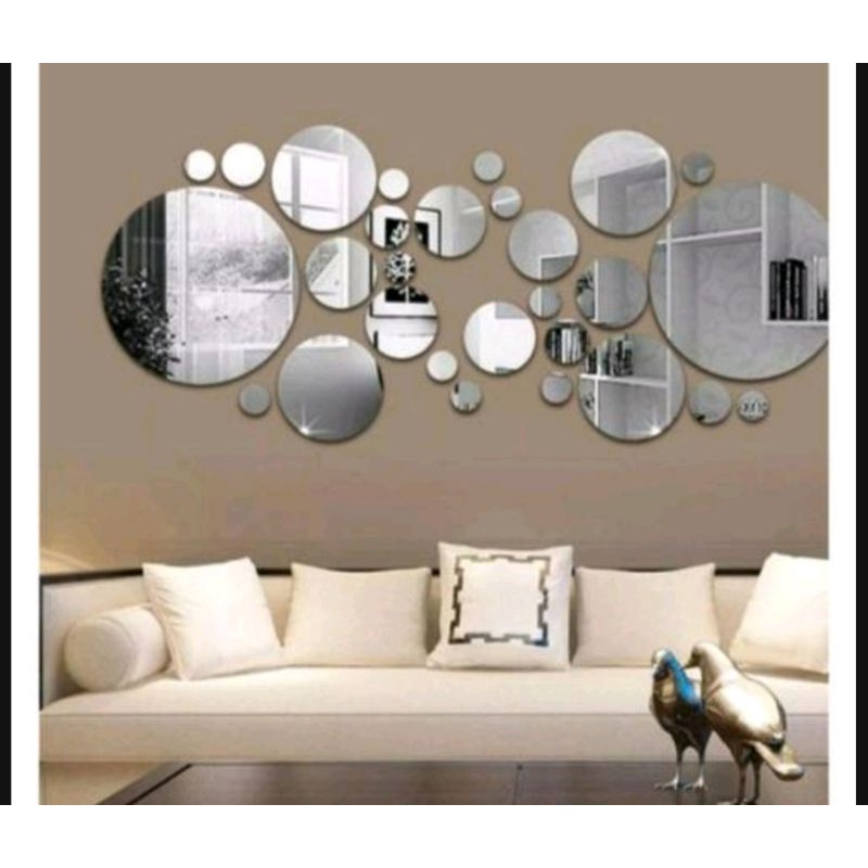 HOME DECO 11 IN 1 ACRYLIC STICKER ROUND MIRROR / CERMIN BULAT/ | Shopee ...