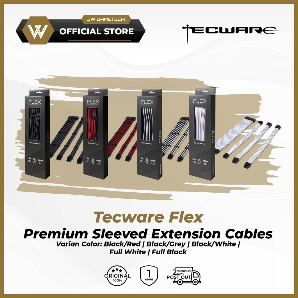 Tecware Flex Premium Sleeved Extension Cables - Black/Red | Black/Grey ...