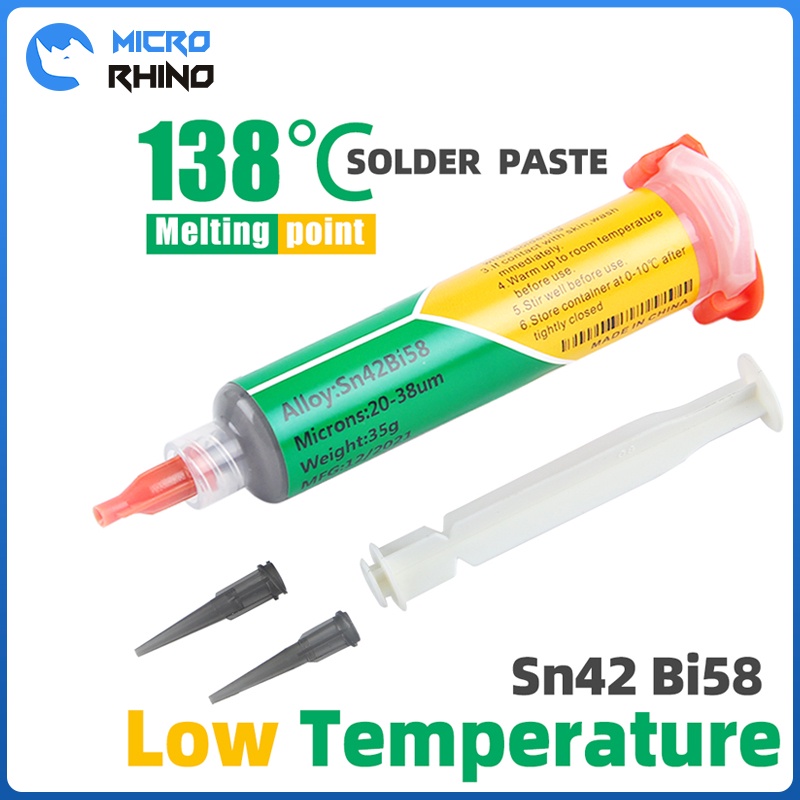 1pcs 35g Lead-free 138℃ Low Temperature Syringe Solder Tin For Soldering paste Sn42Bi58 SMD BGA ...