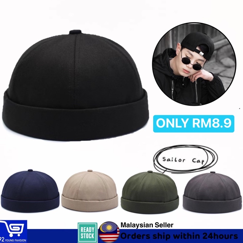 【Ready stock】🔥🇲🇾Sailor Cap Brimless kopiah Vintage Melon Cap Pure ...