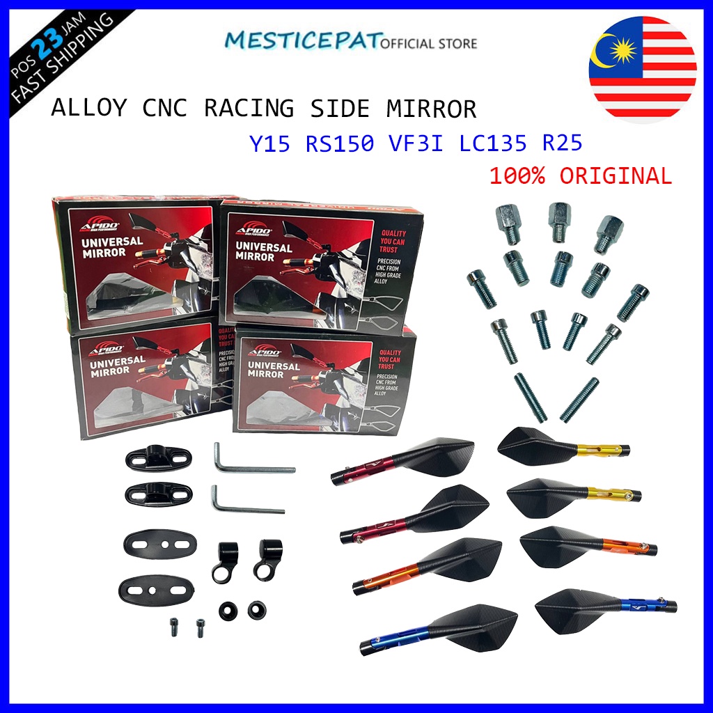 APIDO Alloy CNC Racing Side Mirror Motorcycle Universal 1 pair Y15 ...