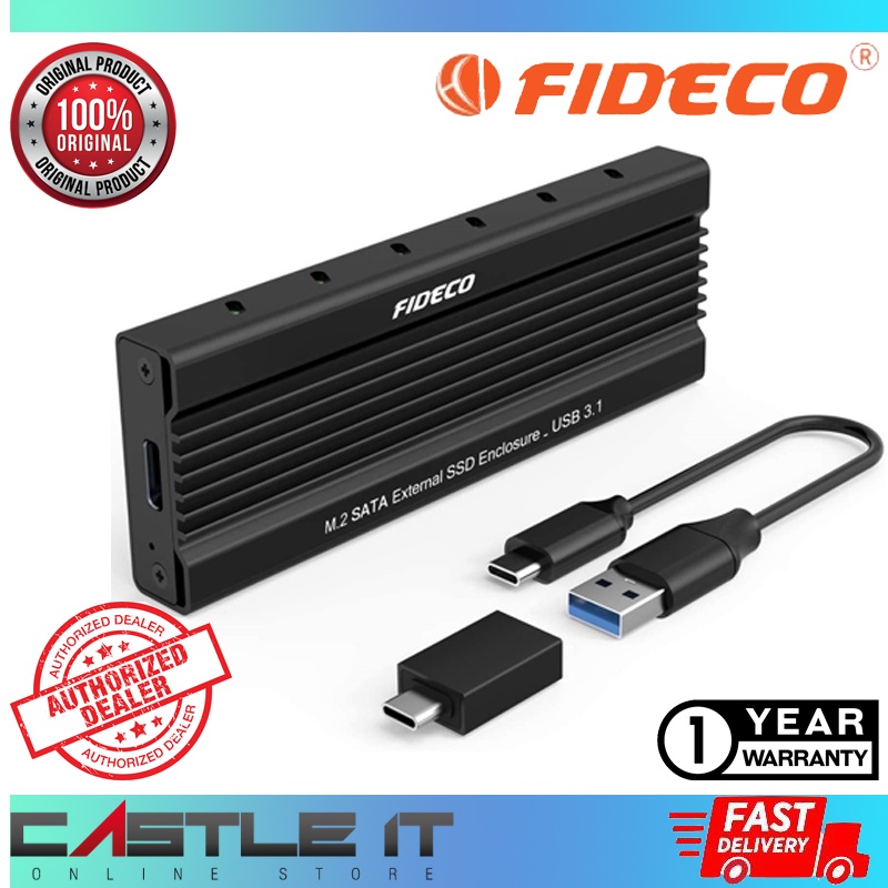 FIDECO M203CS USB 3.1 Type-C M.2 SATA NGFF Enclosure TYPE-C To SSD Aluminum CASING (MR162 ...