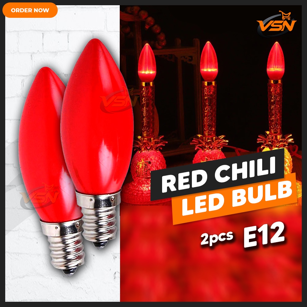 CHILI RED LED BULB E12 (2 Units /PACK)烛台灯LED灯泡/蜡烛灯泡 | Shopee Malaysia