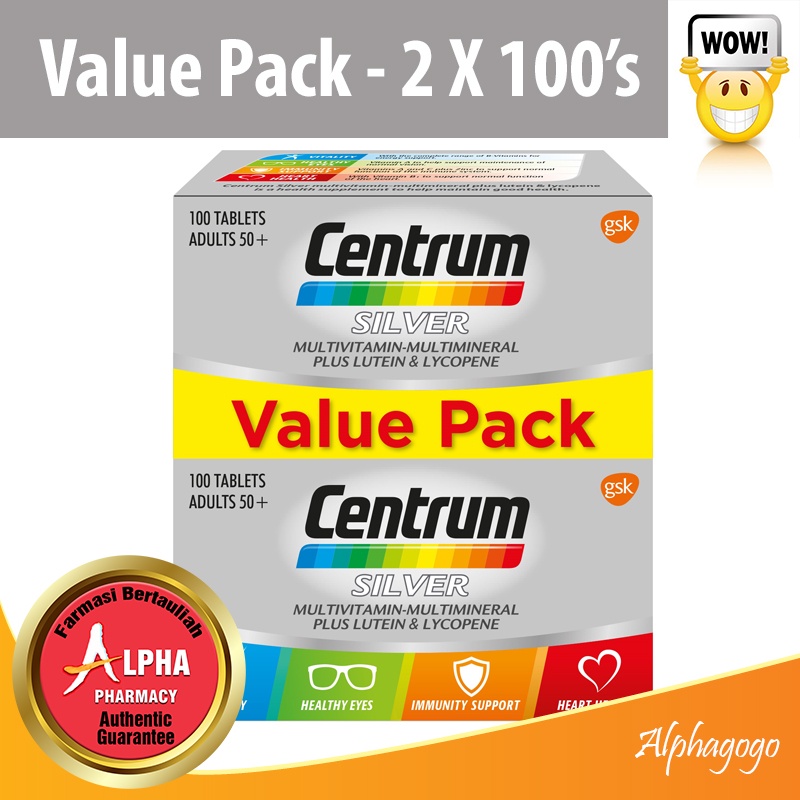 Centrum Silver / Centrum White Multivitamin-Multimineral Plus Lutein ...