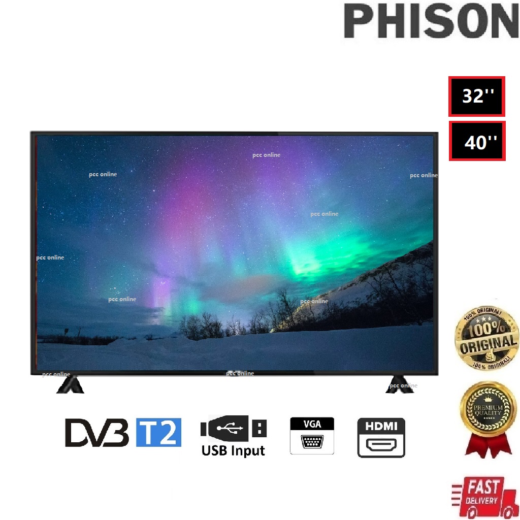 Phison LED TV HD Slim Bezel 32" 40'' Smart Android TV Digital LED TV T2 ...