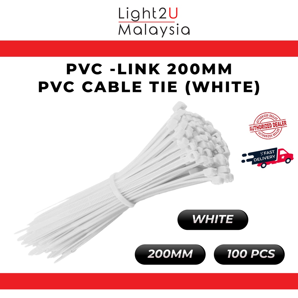 PVC -LINK 200MM PVC CABLE TIE (WHITE) - 100pcs | Shopee Malaysia