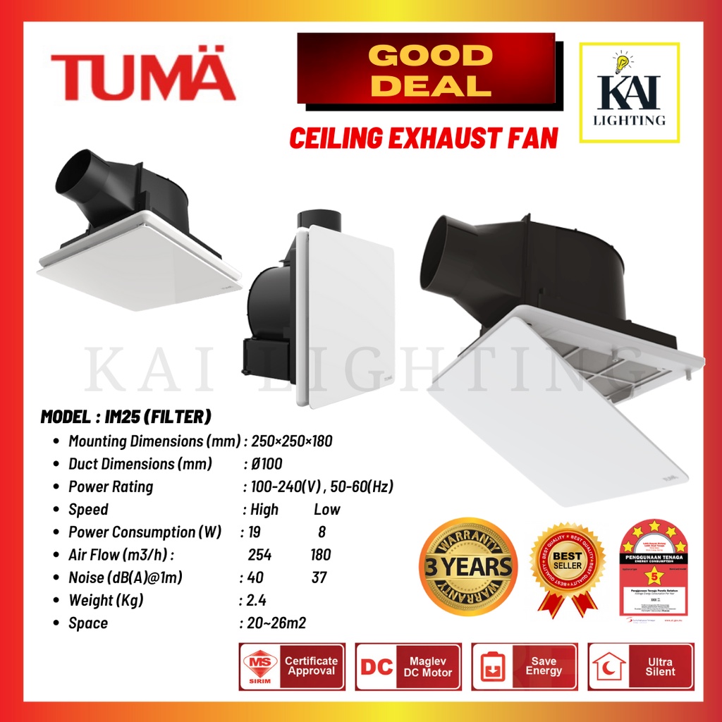 TUMA/RED LABEL DC MOTOR VENTILATION EXHAUST FAN ( SAKURA/IM25/COCO ...